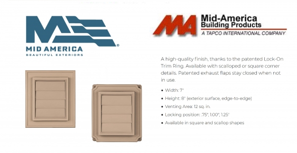 MID AMERICA. 4” LOUVERED EXHAUST DRYER VENTS. MANY COLORS TO CHOOSE ...