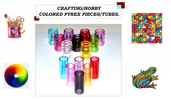CRAFTING HOBBY, PRE-CUT COLORED PYREX GLASS PIECES/TUBES. MINI OR REG ...